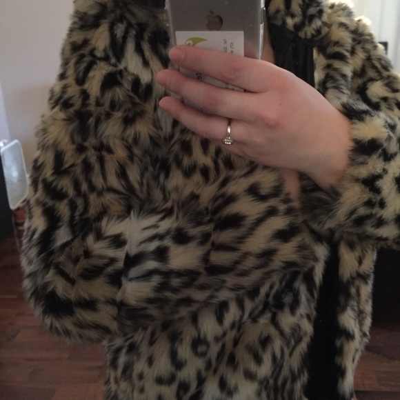 H&M | Jackets & Coats | Hm Animal Leopard Print Faux Fur Hooded Coat ...